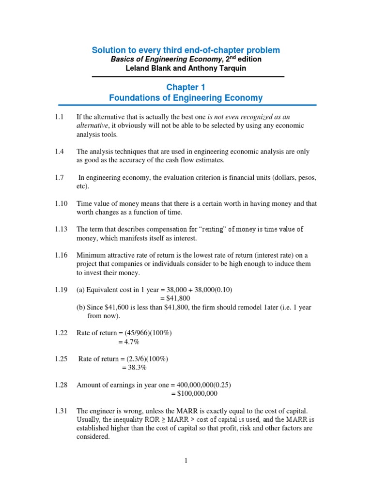 Engineering Economy Problem Solutions | PDF | Cost Of Capital | Interest