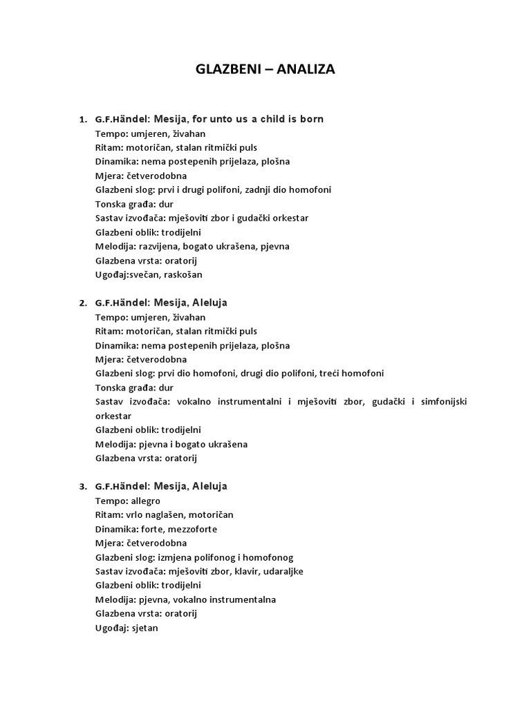 Glazbeni Analiza 2.R | PDF