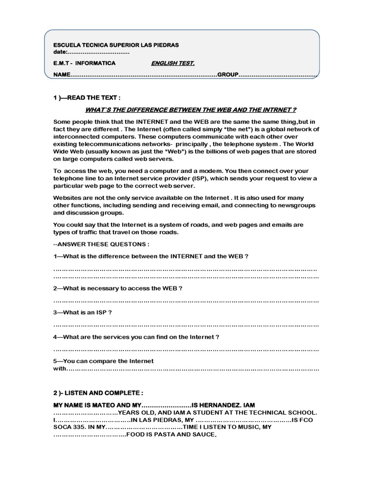 1 Info Test PDF | PDF | World Wide Web | Internet & Web