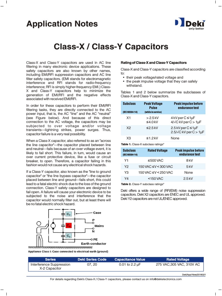 Application Notes: Rating of Class-X and Class-Y Capacitors | PDF ...