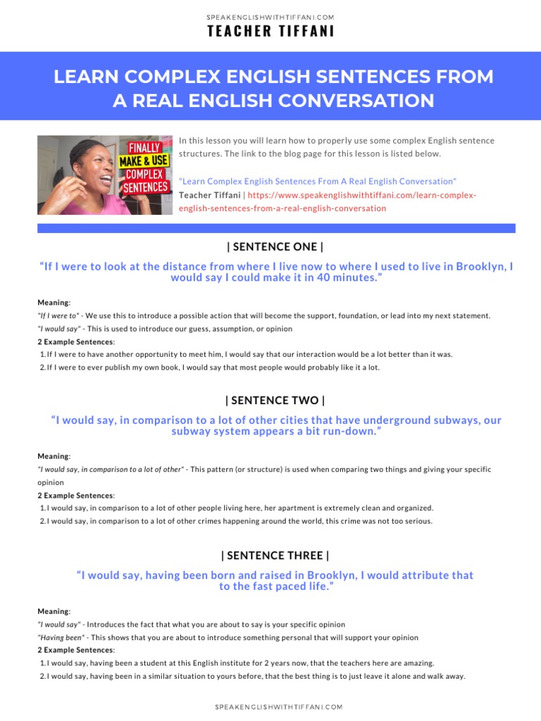 Learn Complex English Sentences From A Real English Conversation | PDF ...