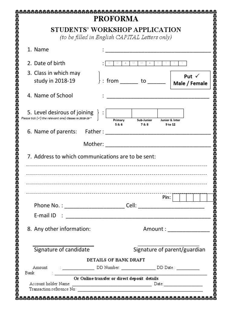 Youth Workshop Application Form | PDF