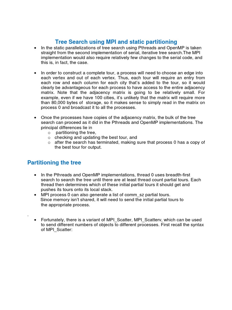 Tree Search Using MPI With Static and Dynamic Partitioning PDF | PDF | Message Passing Interface ...