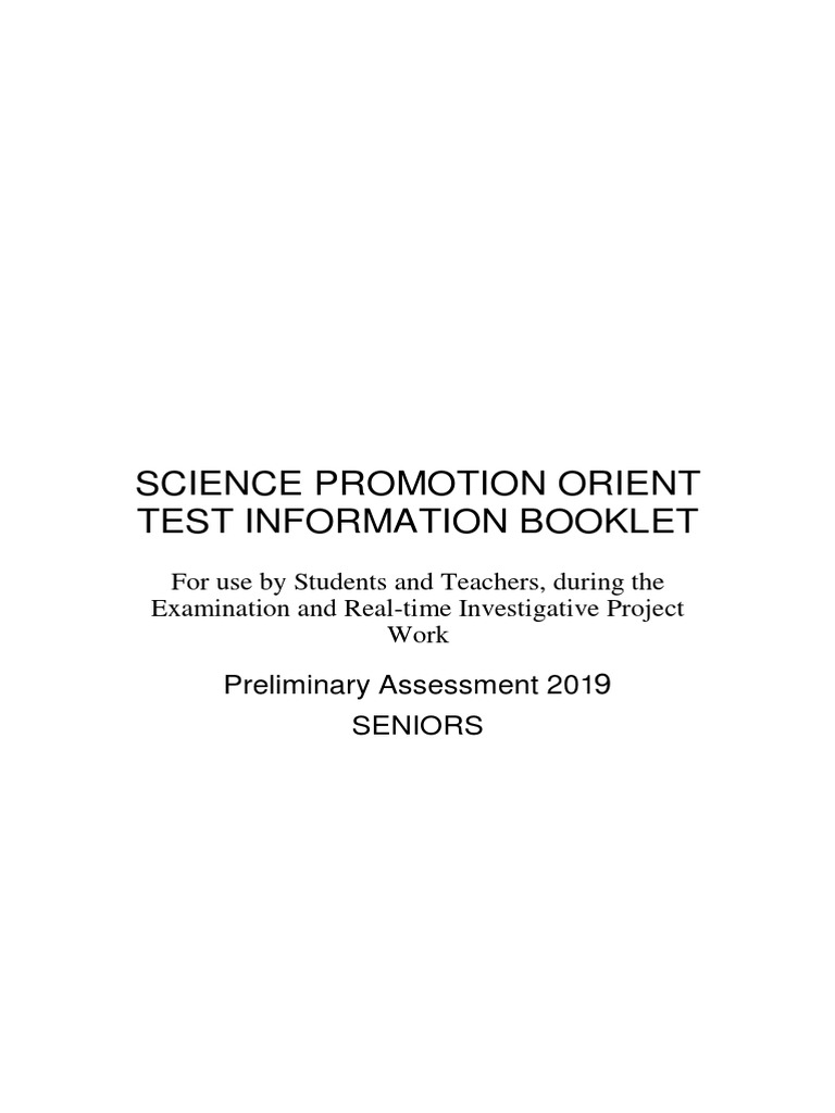 Science Promotion Orient Test Information Booklet | PDF | Biology ...