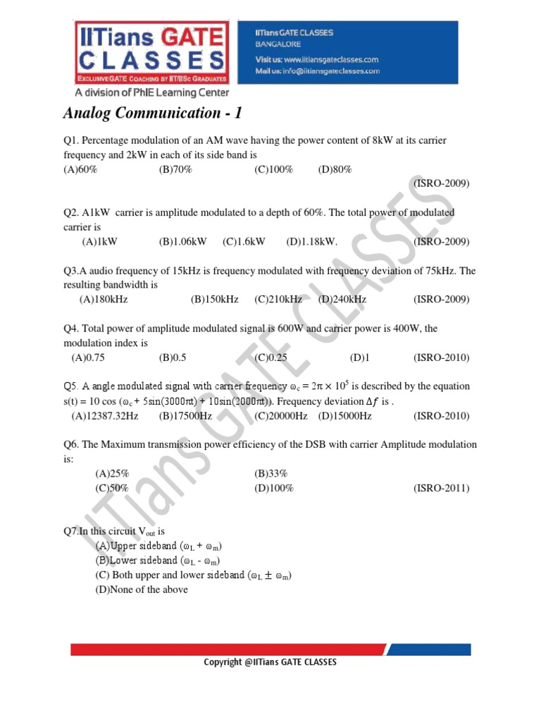 Analog Communications Assignment | PDF | Frequency Modulation ...