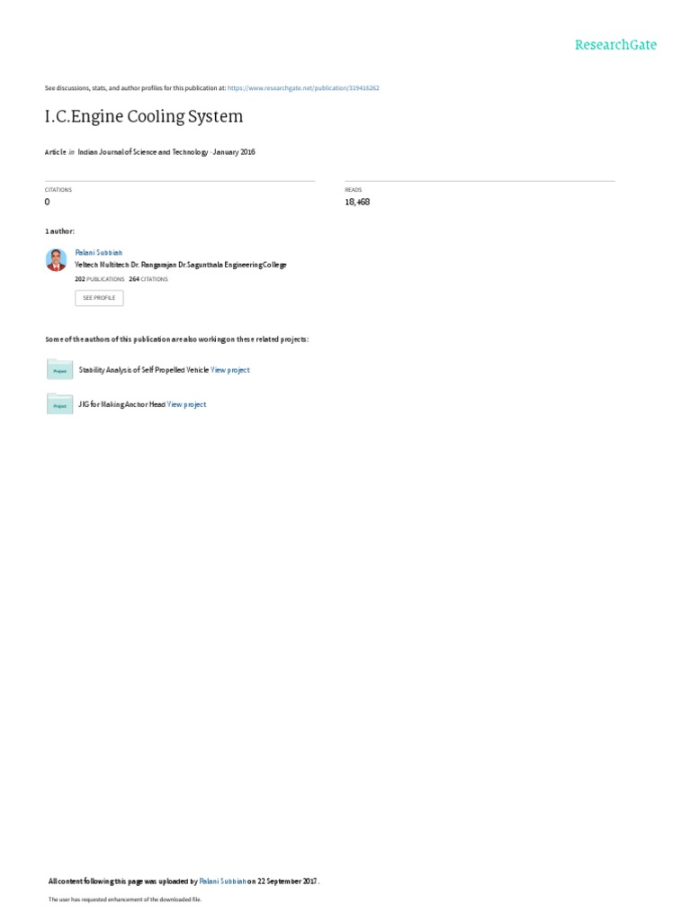 ICEngine Cooling System PDF | PDF | Radiator | Coolant