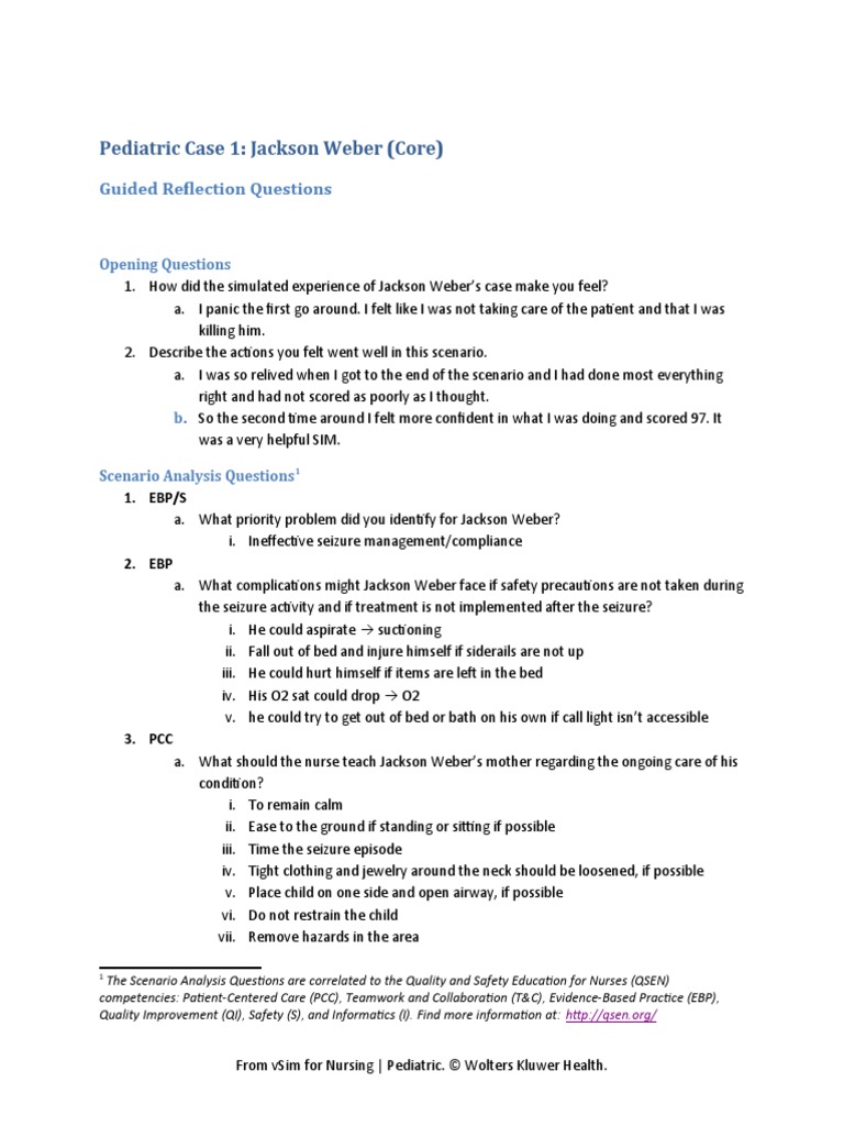 Pediatric Case 1: Jackson Weber (Core) : Guided Reflection Questions ... Pediatric Case 1: Jackson Weber (Core) : Guided Reflection Questions ...