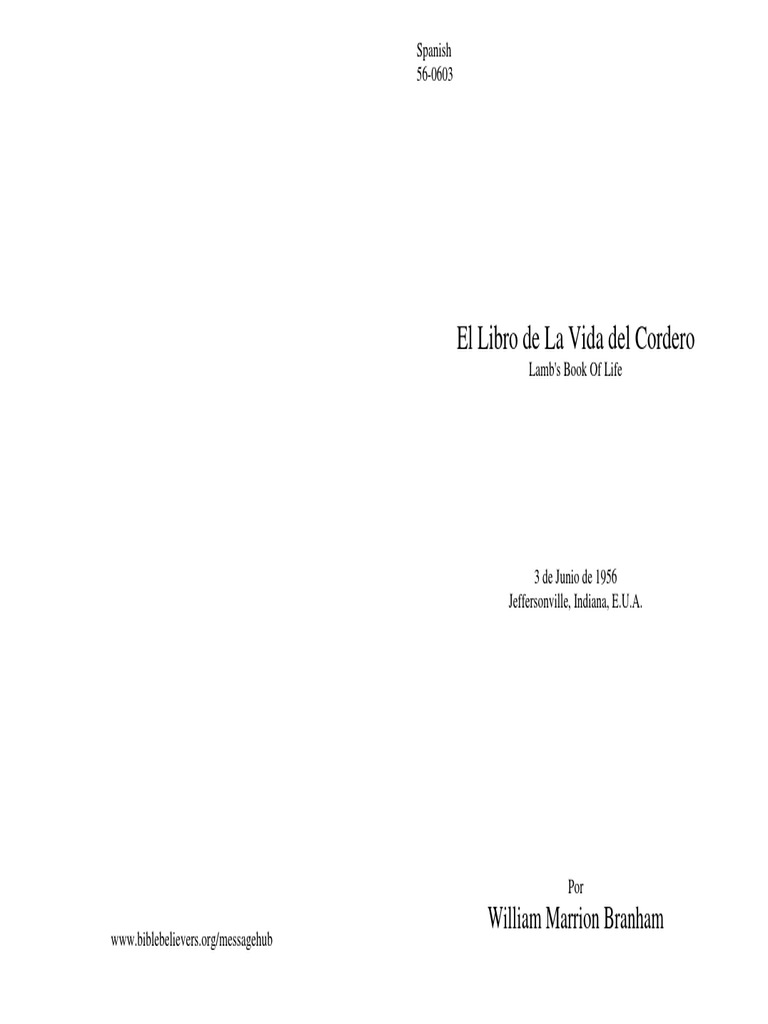 El Libro de La Vida Del Cordero: Spanish 56-0603 | PDF | Oración ...