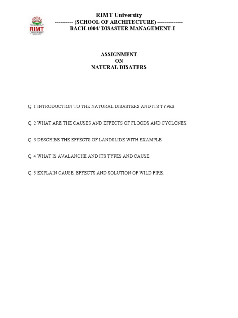 Assignment of Natural Disasters | PDF