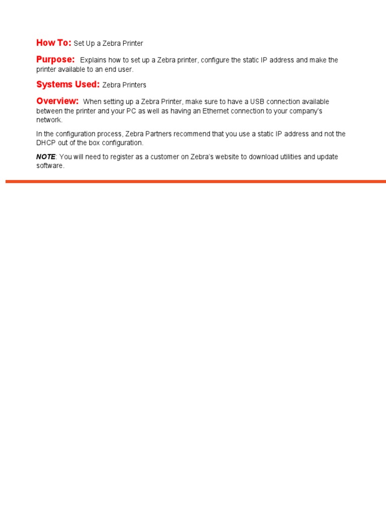 Zebra Printer Setup and Configuration Guide | PDF | Ip Address | Login