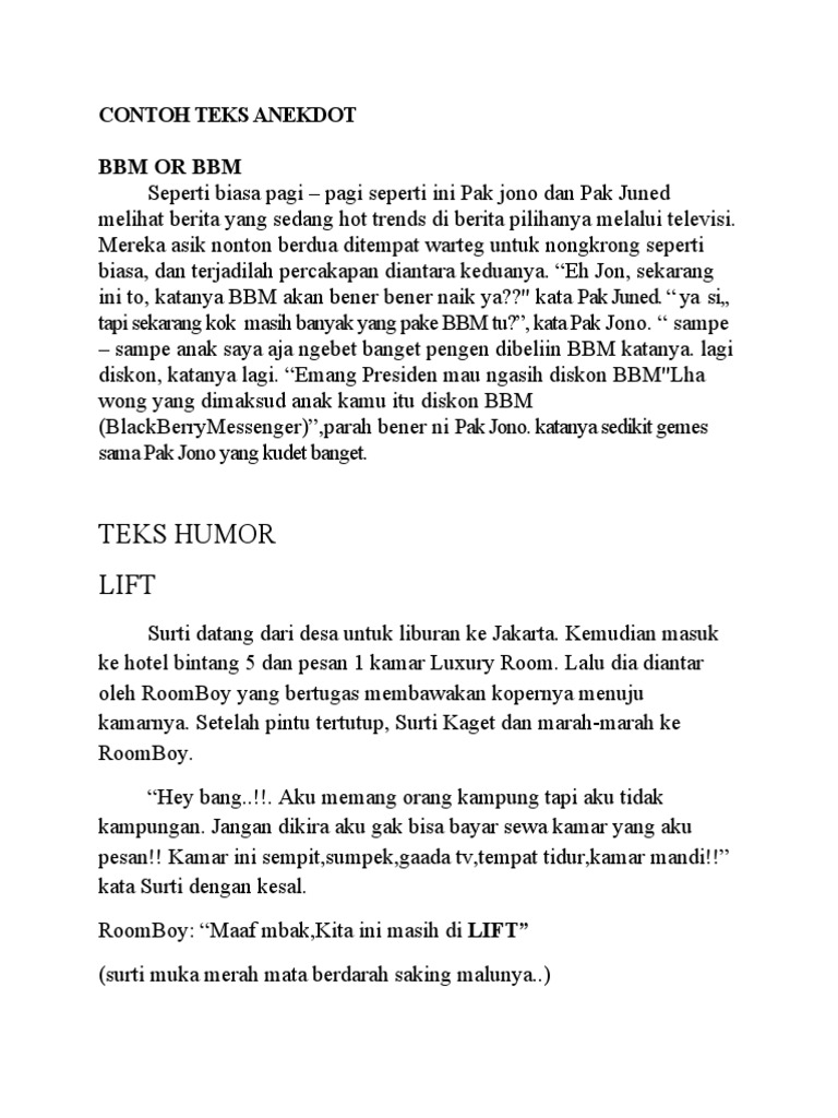 Contoh Teks Anekdot | PDF