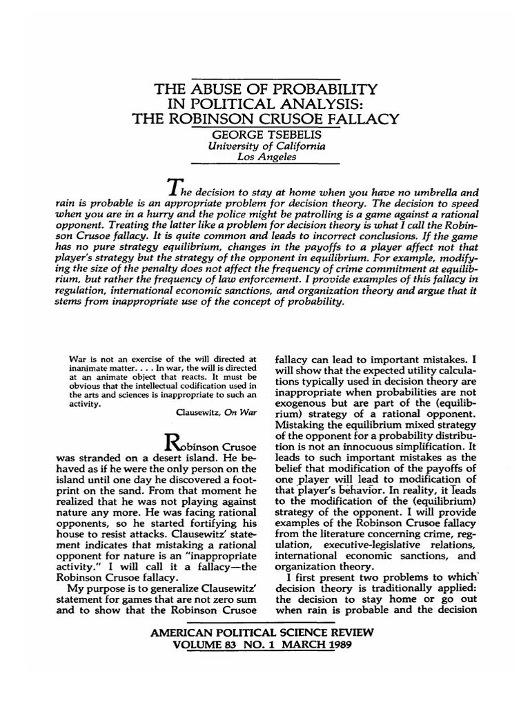 Abuse of Probability in Political Analysis PDF | PDF | Game Theory ...