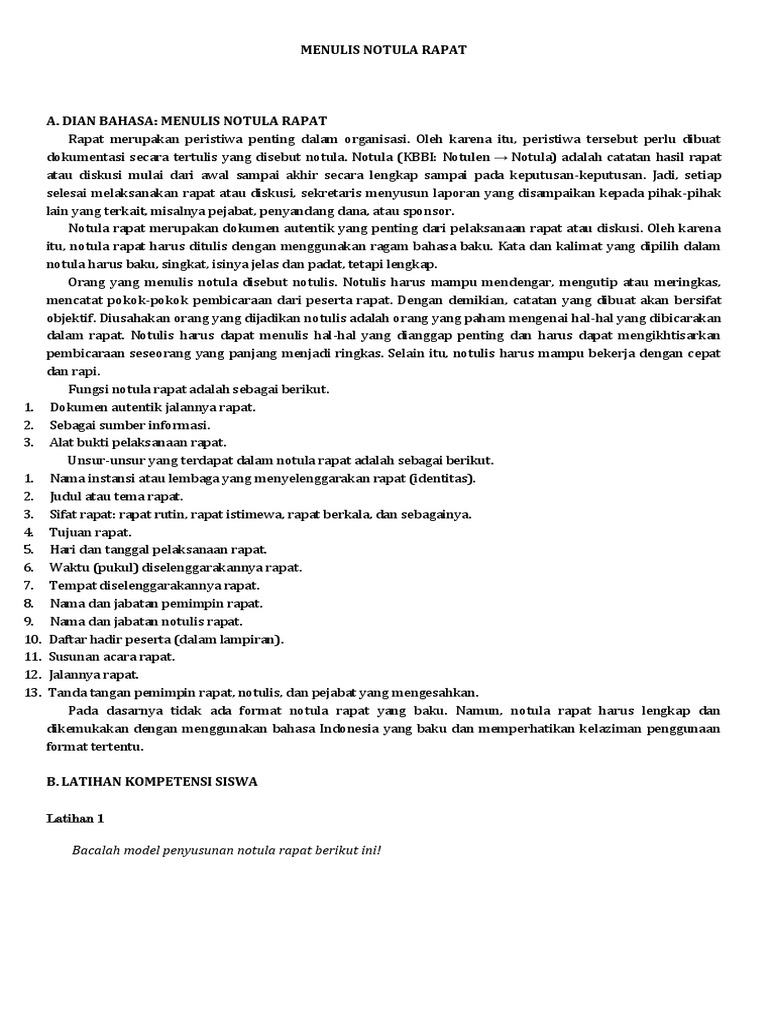 Menulis Notula Rapat | PDF