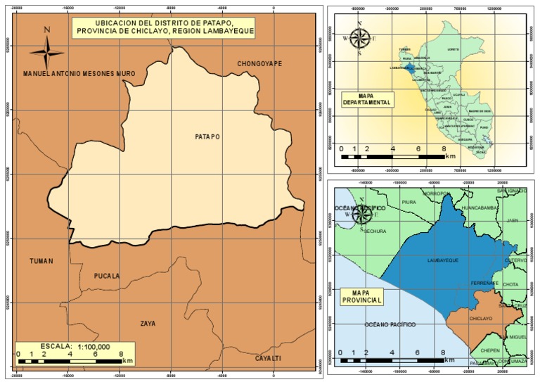 Mapa del distrito de Patapo en la provincia de Chiclayo, región ...