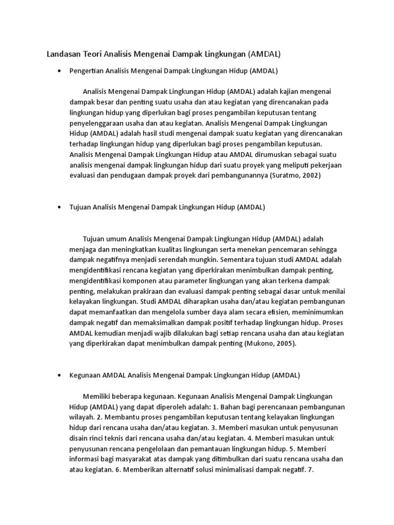 Teori dan Kegunaan AMDAL dalam Lingkungan | PDF