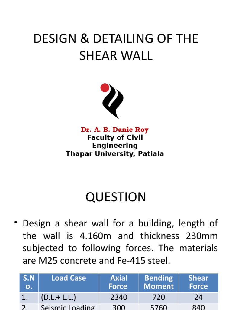 DESIGN & DETAILING OF THE SHEAR WALL - FINAL - WITH EXAMPLE (Autosaved ...
