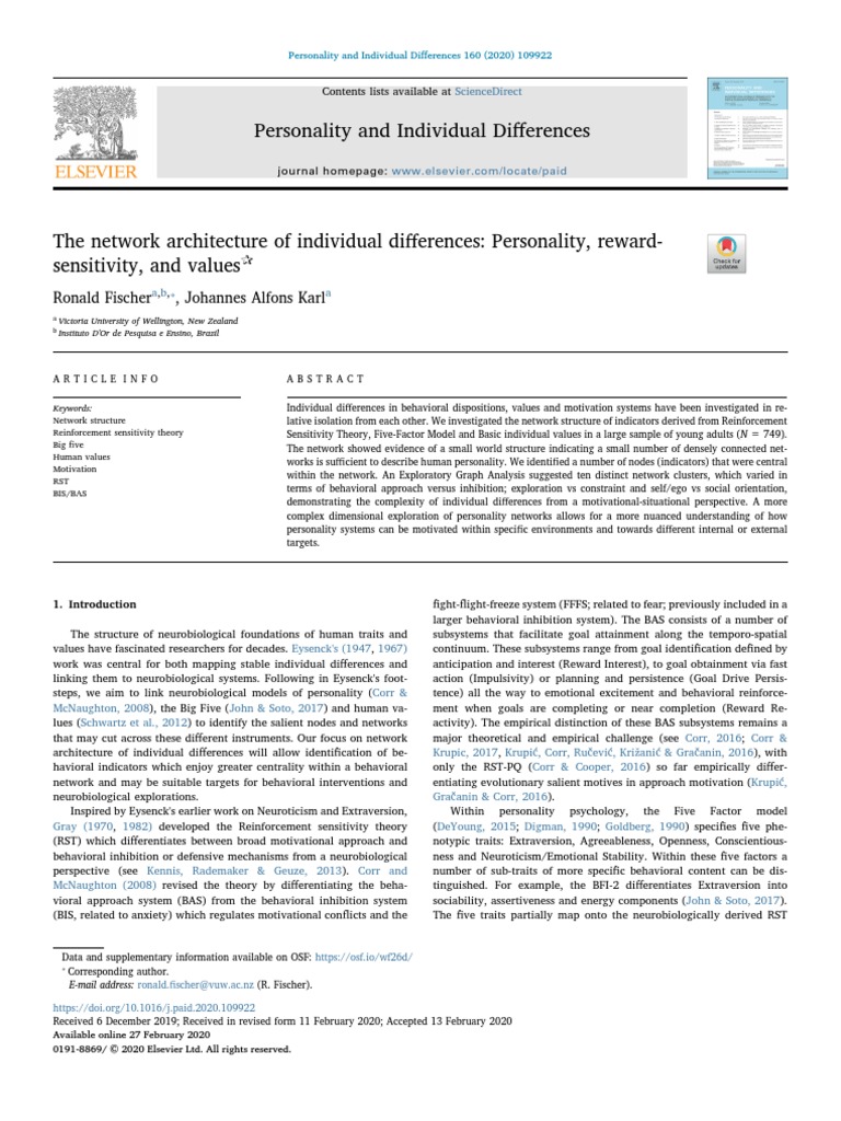 The Network Architecture of Individual Differences | PDF | Extraversion And Introversion ...