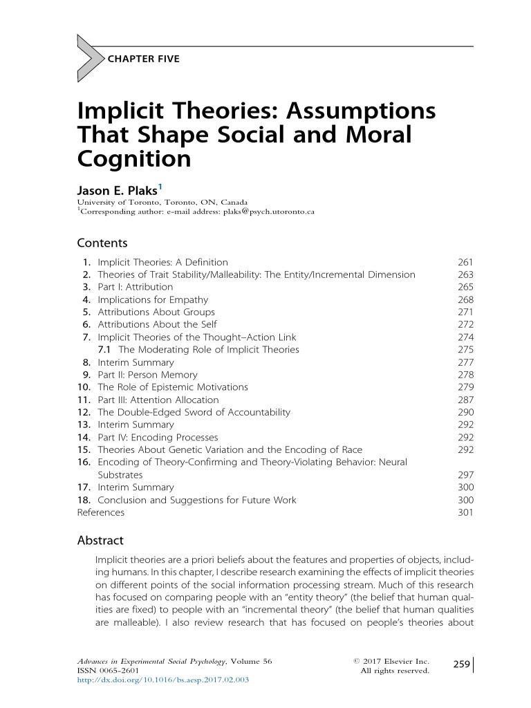 Implicit Theories | PDF | Empathy | Intention
