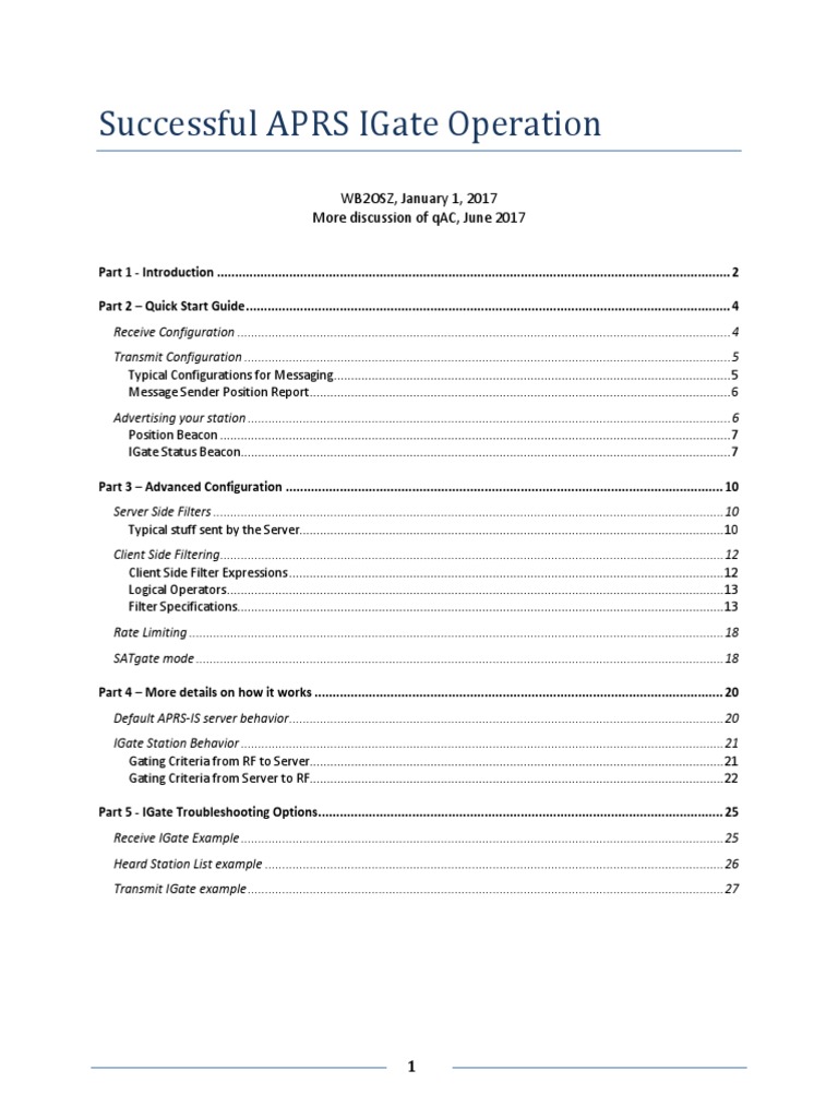 Successful APRS IGate Operation PDF | PDF | Transmission Control ...