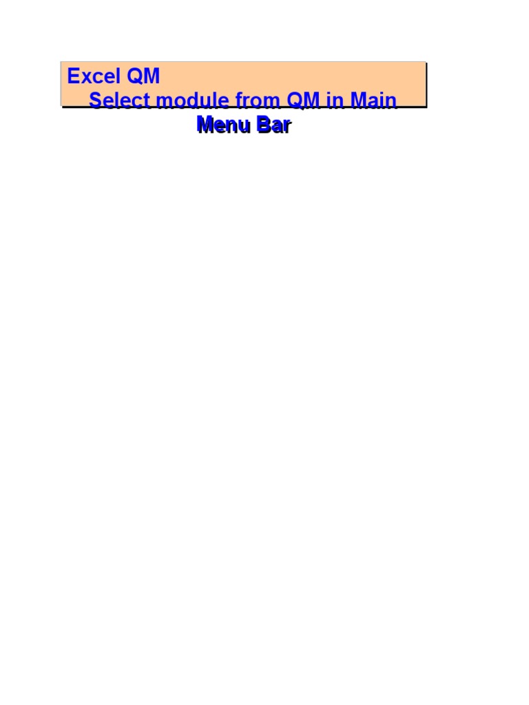 Excel QM Select Module From QM in Main Menu Bar | PDF | Data Management ...