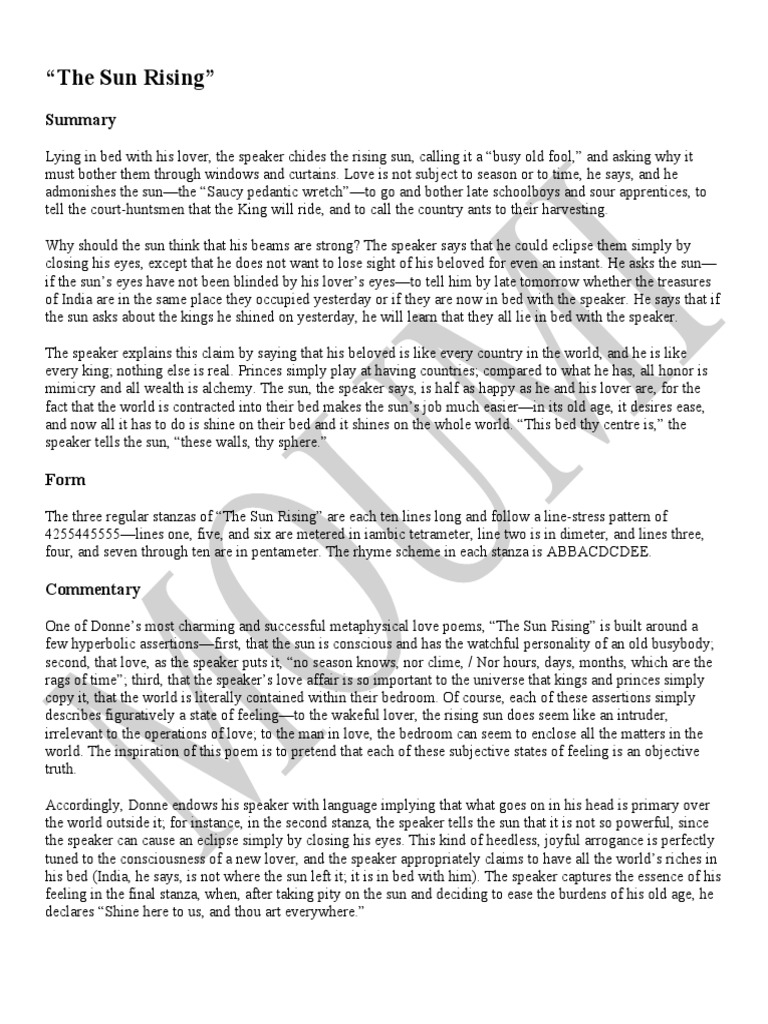 The Sun Rising | PDF | Poetry