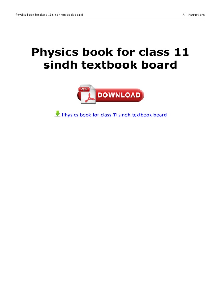 Physics Book For Class 11 Sindh Textbook Board | PDF | Textbook | Sindh