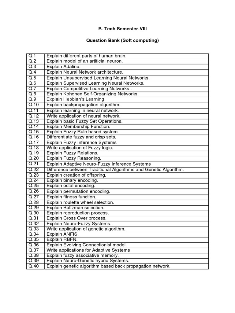 soft computing Questions