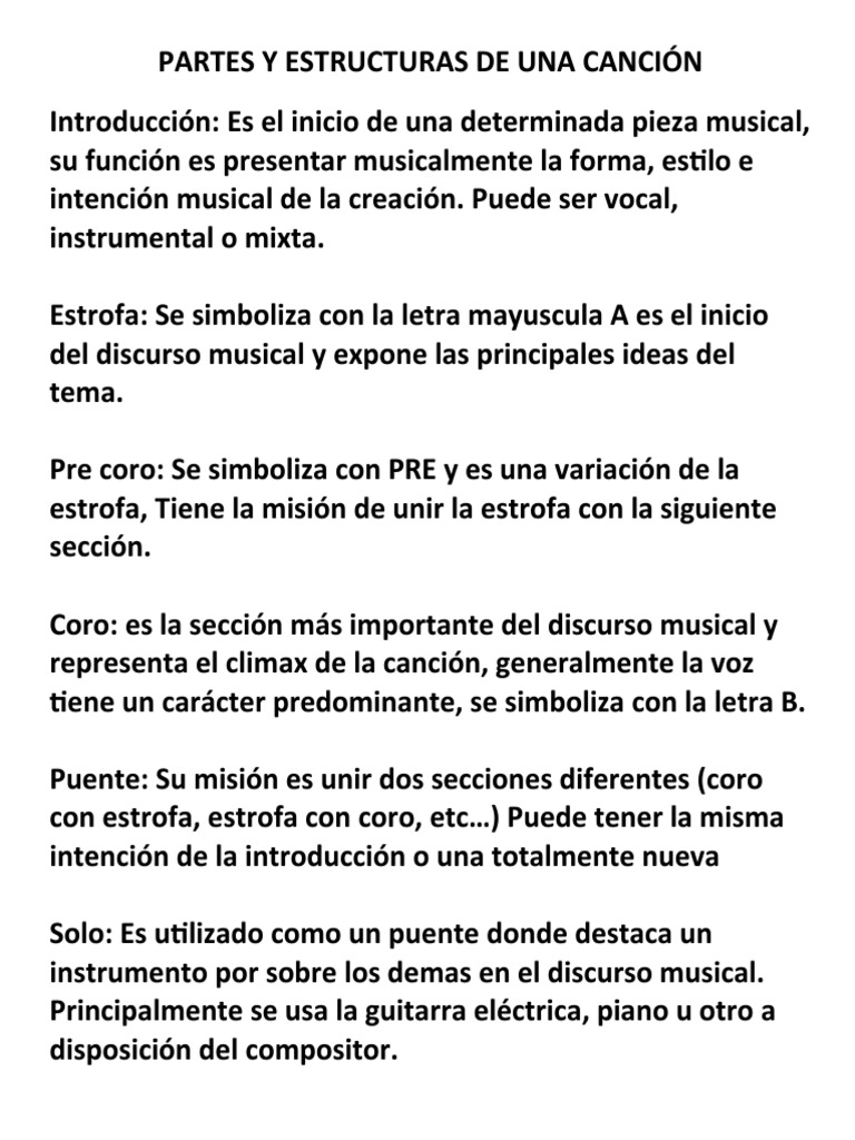 Partes y Estructuras de Una Canción | PDF