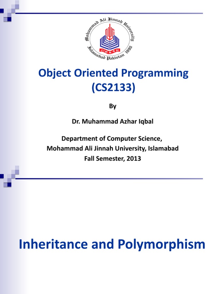 Object Oriented Programming Cs2133 Pdf Class Computer Programming Inheritance Object