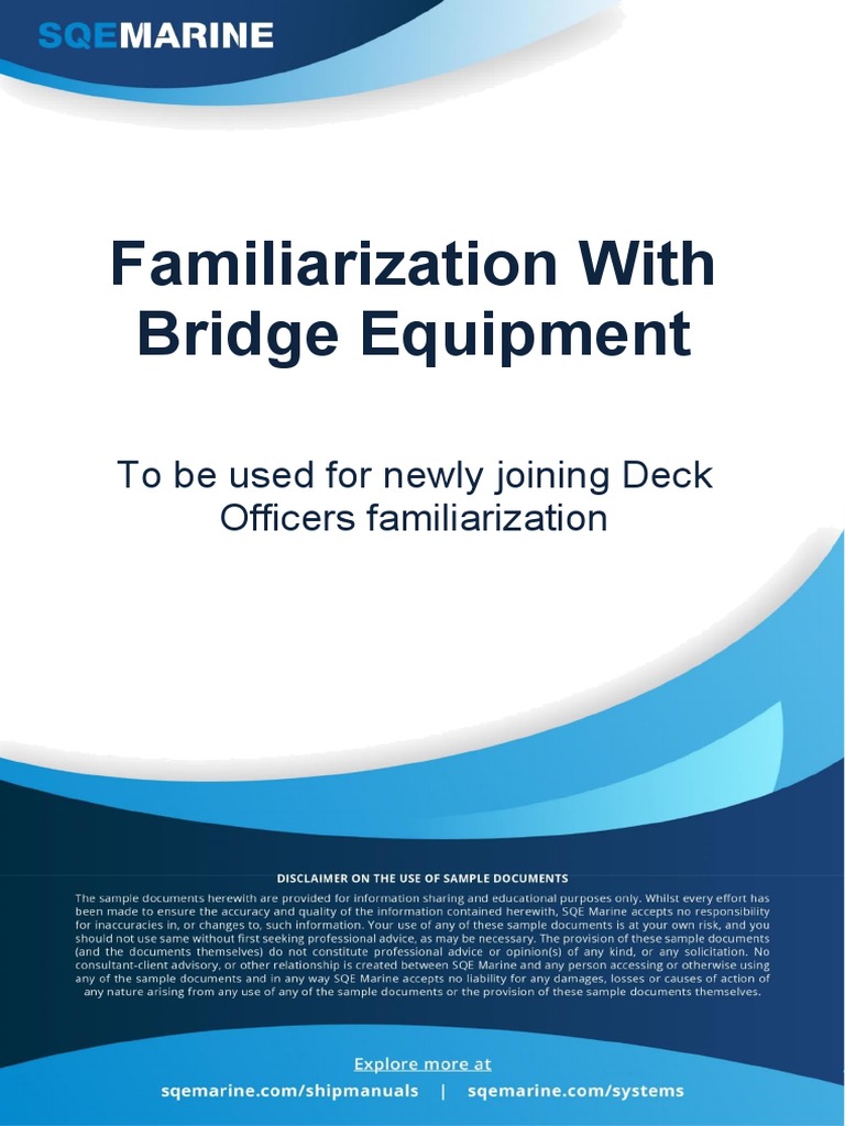 Familiarization With Bridge Equipment: To Be Used For Newly Joining ...