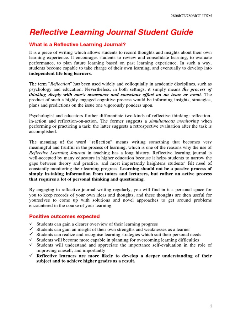 Student Guide to Reflective Journals | PDF | Itil | Learning