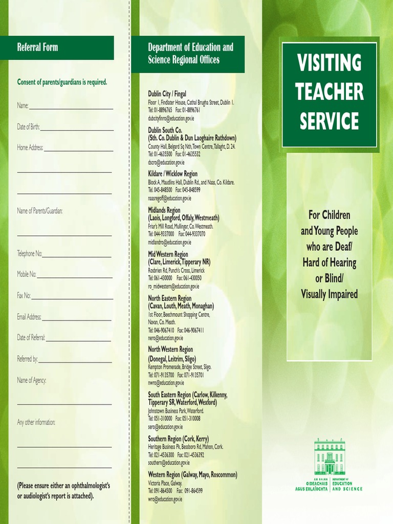 Visiting Teacher Service: Department of Education and Science Regional ...