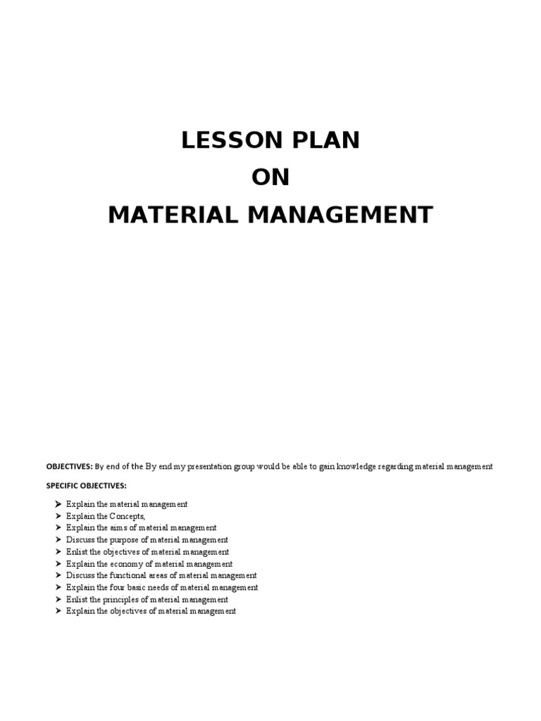Metereal Management Lesson Plan | Download Free PDF | Business Process ...