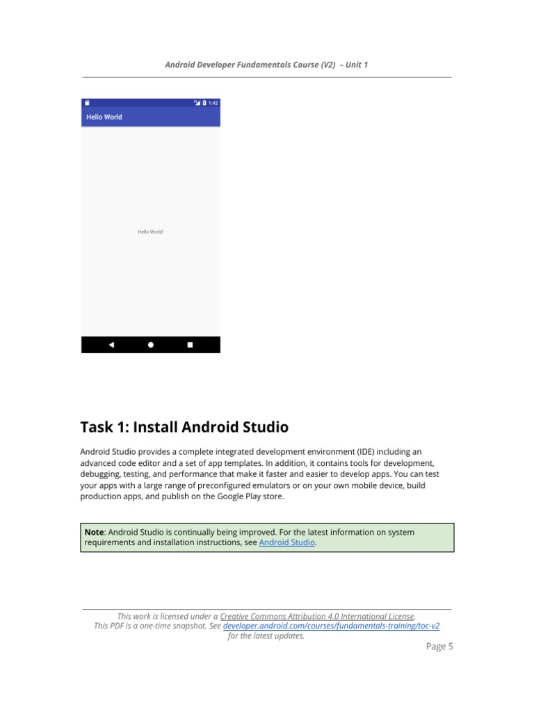 UNIT 1 Android Developer Fundamentals (V2) - Pages-5-22 | PDF | Android (Operating System ...