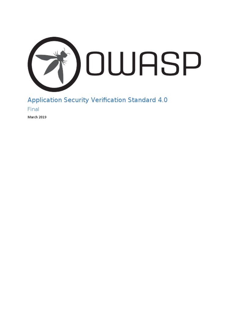 OWASP Application Security Verification Standard 4.0-En | PDF ...