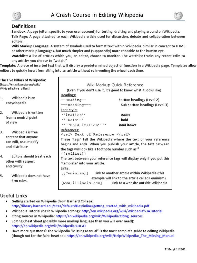 A Crash Course in Wikipedia Editing | PDF | Wikipedia | Wiki