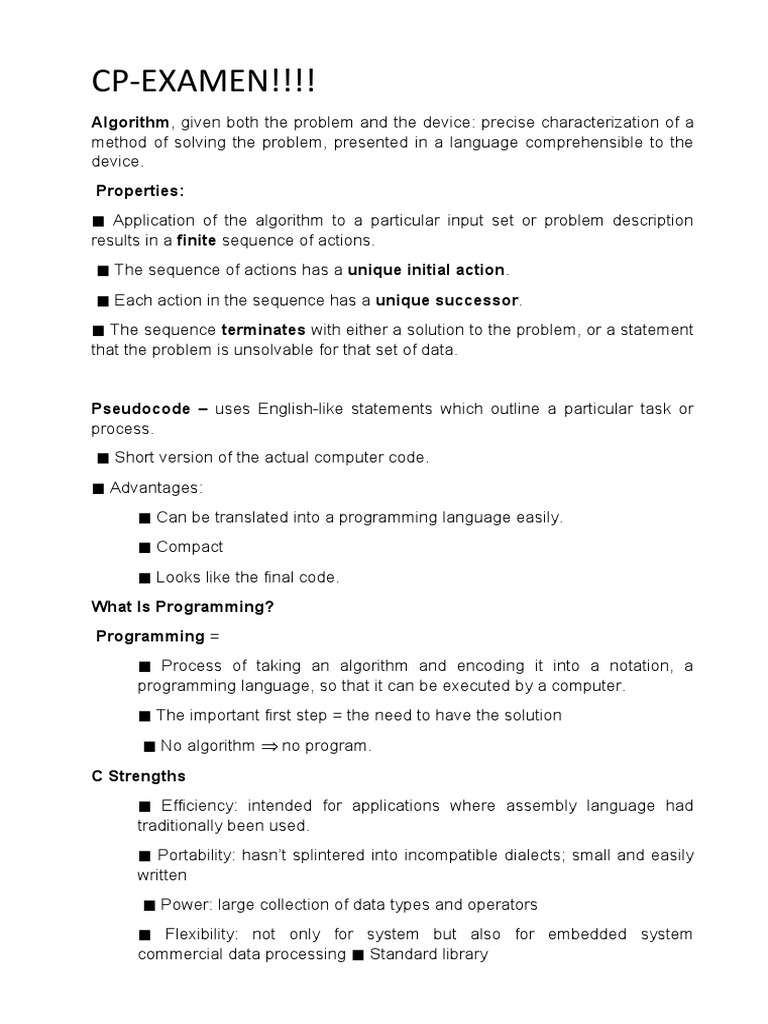 CP-EXAMEN!!!!: Algorithm, Given Both The Problem and The Device: Precise Characterization of A ...