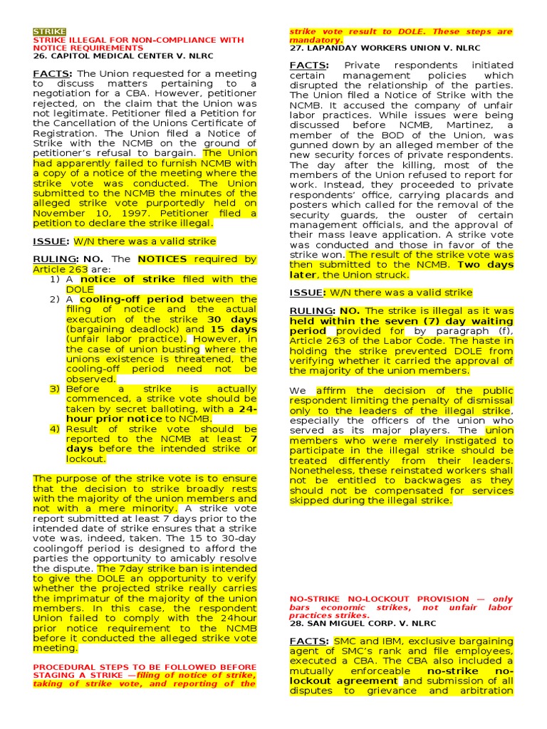 Validity of Strikes and Legal Requirements | PDF | Strike Action ...