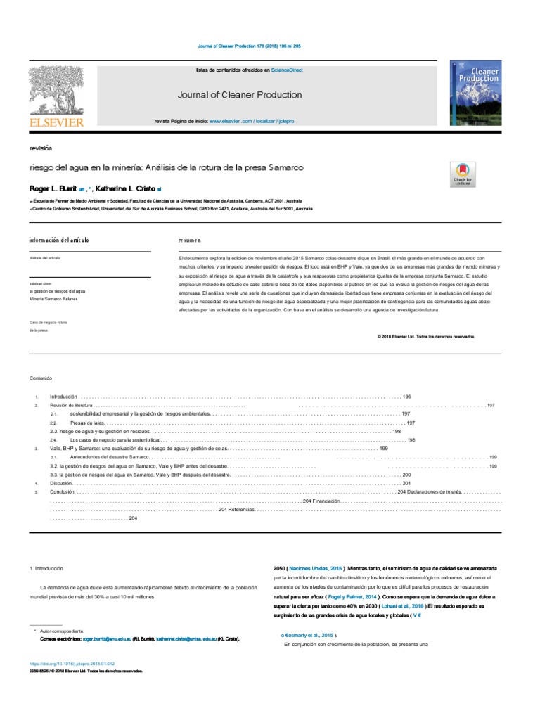 Water Risk in Mining Analysis of The Samarco Dam Failure - En.es PDF ...