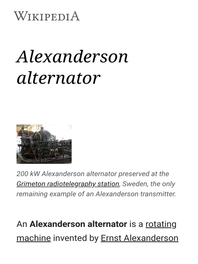 Alexanderson Alternator - Wikipedia | PDF | Broadcasting | Electrical ...