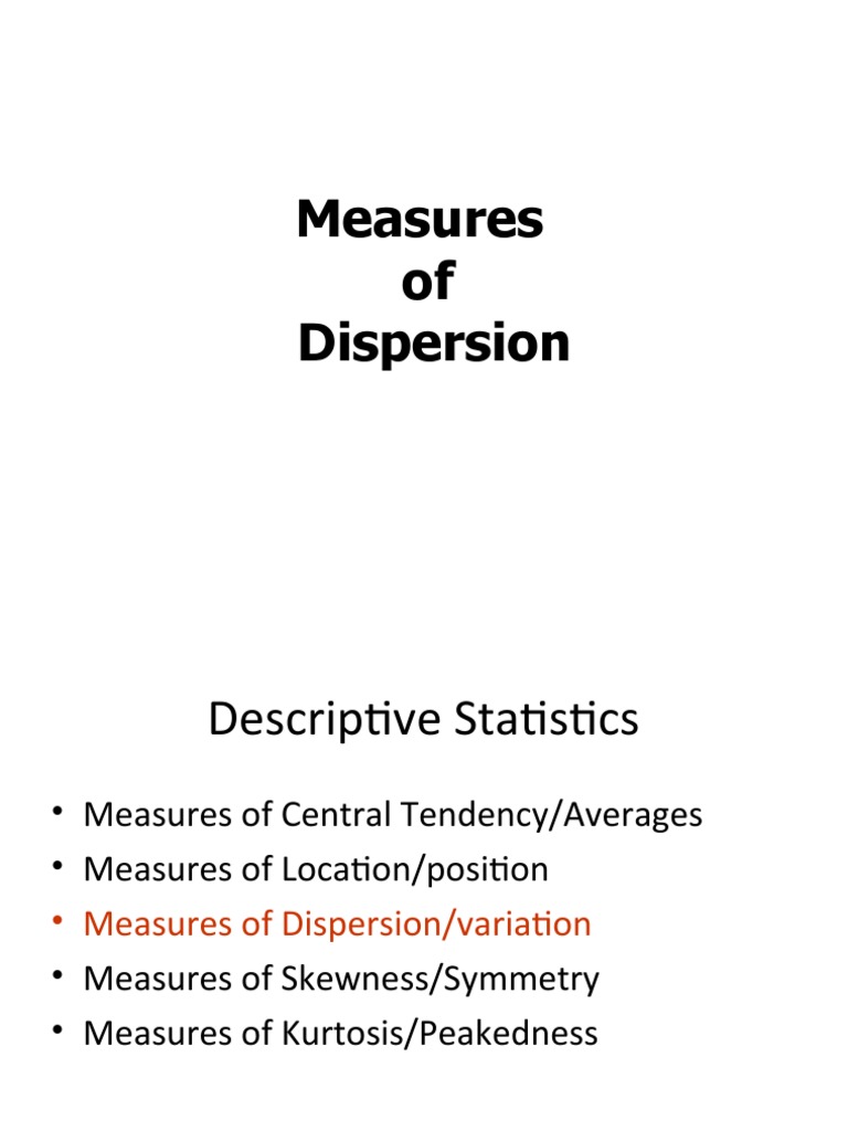 Measures of Dispersion | PDF | Coefficient Of Variation | Statistical ...