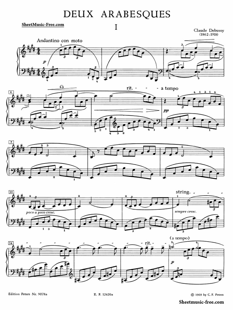 Arabesque Sheet Music Debussy PDF | PDF