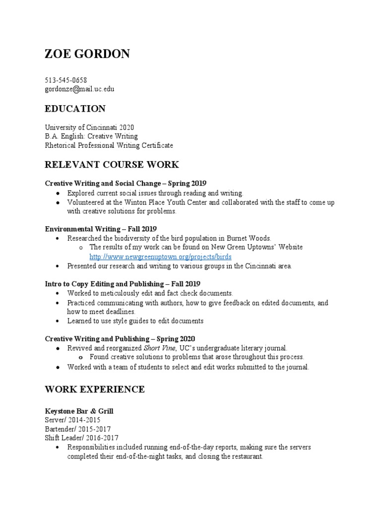 Zoe Gordon: Education | PDF