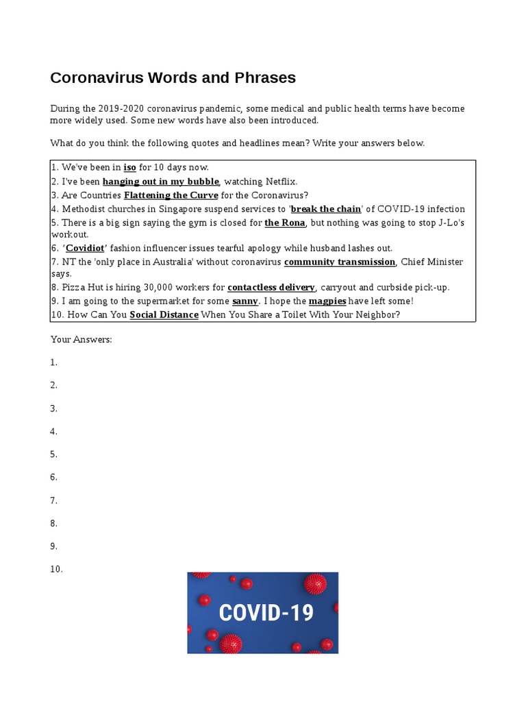 Corona Words Phrases | PDF | Transmission (Medicine) | Infection