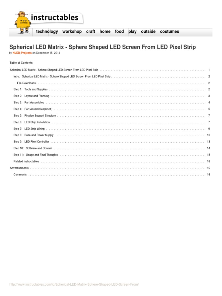 DIY Spherical LED Matrix Display | PDF | Wire | Manufactured Goods