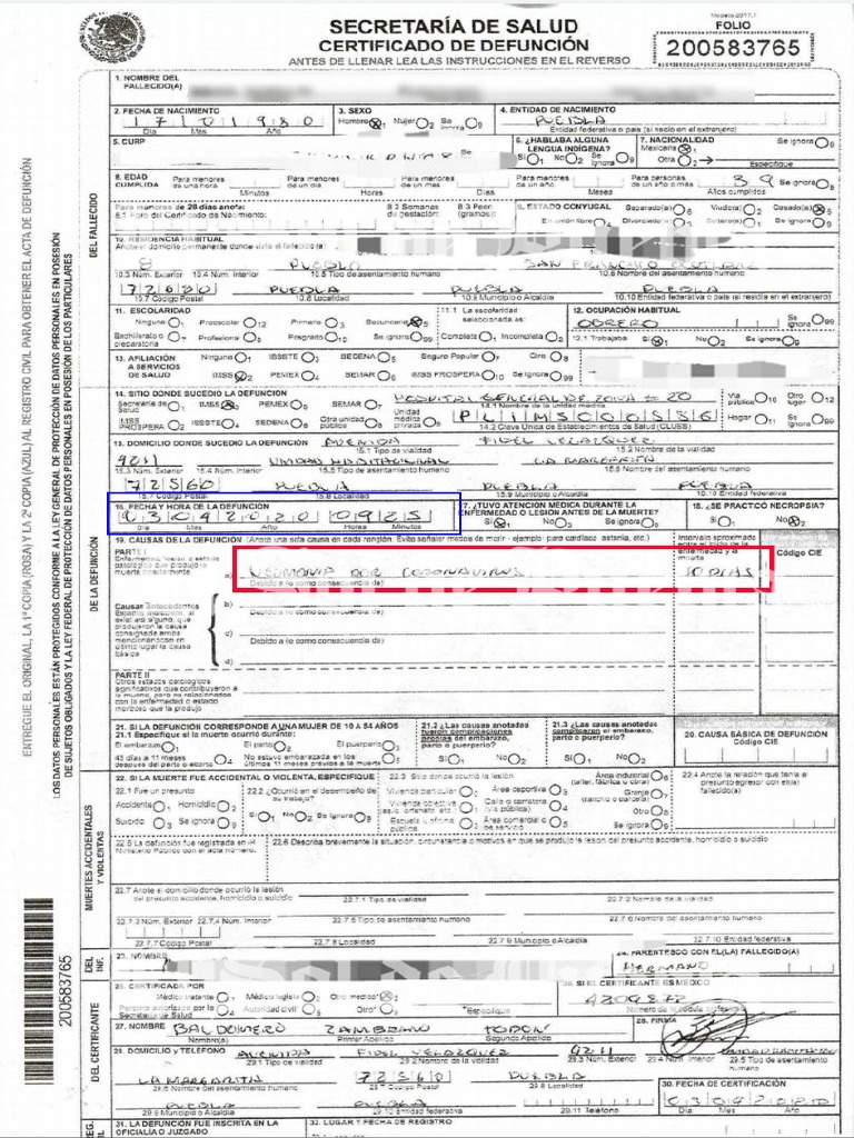 Acta de Defunción Trabajador VW