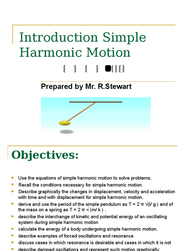 Introduction to Simple Harmonic Motion | PDF | Resonance | Oscillation