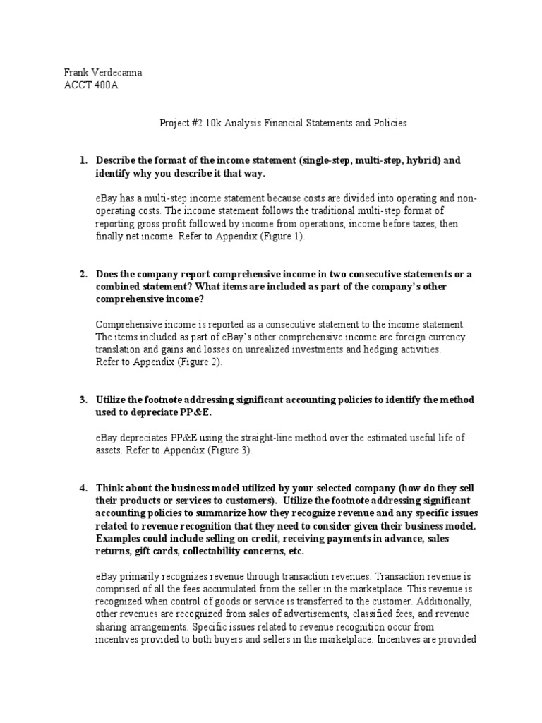 Ebay 10k Analysis | PDF | Revenue | Net Income