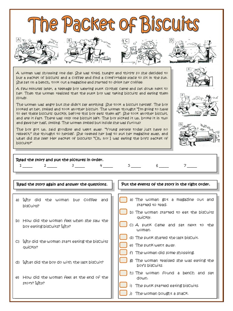 The Packet of Biscuits Picture Description Exercises Reading ...