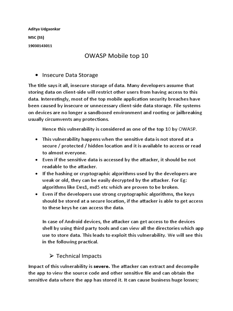 OWASP Mobile Top 10: Insecure Data Storage | PDF | Encryption | Cryptography